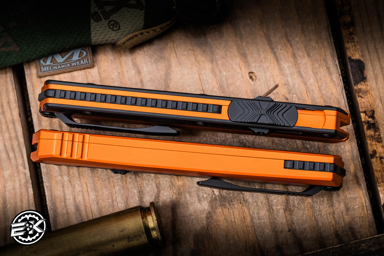 Microtech "Glykon" OTF Automatic Knife Orange Titanium 3.75" Bayonet ...