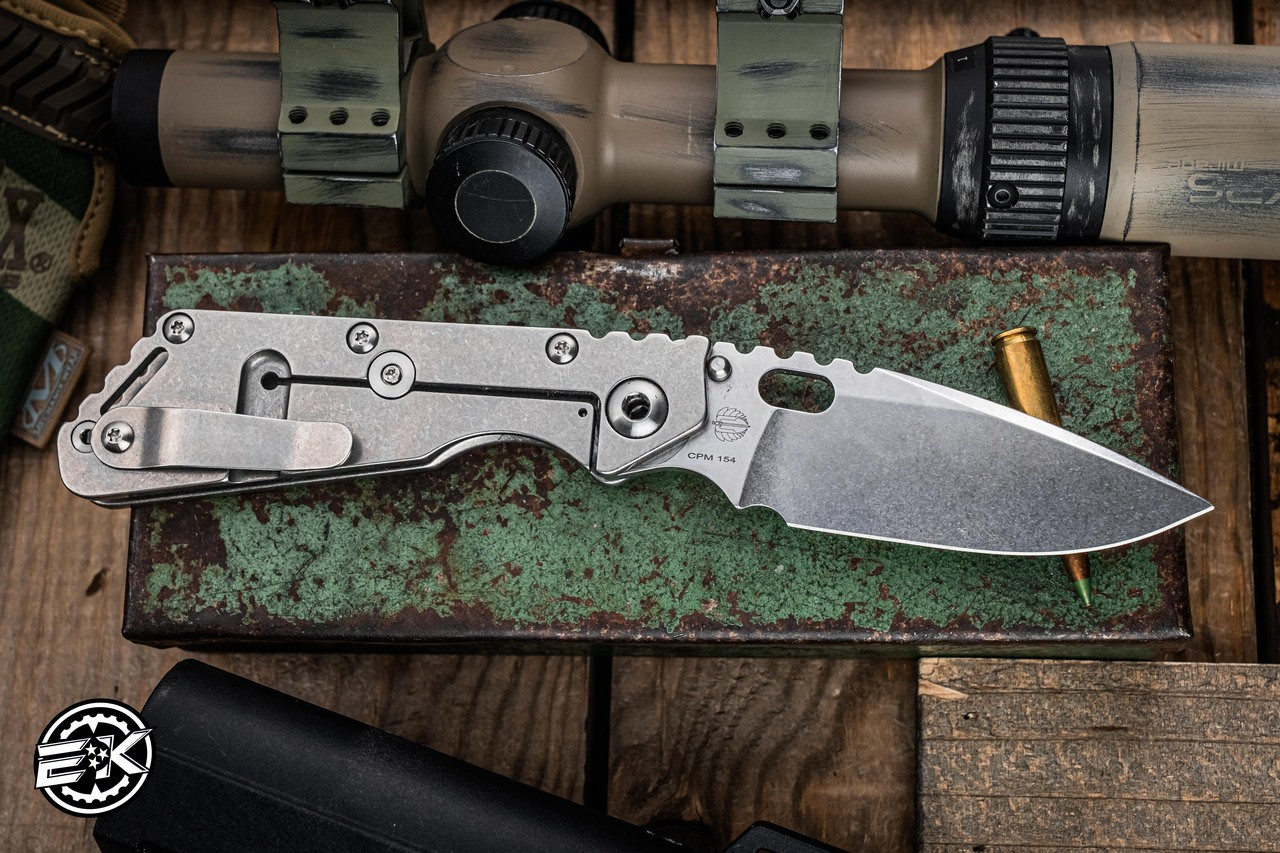 Preowned-Strider Knives SMF Titanium Milled Folding Knife 4" CPM-154 ...