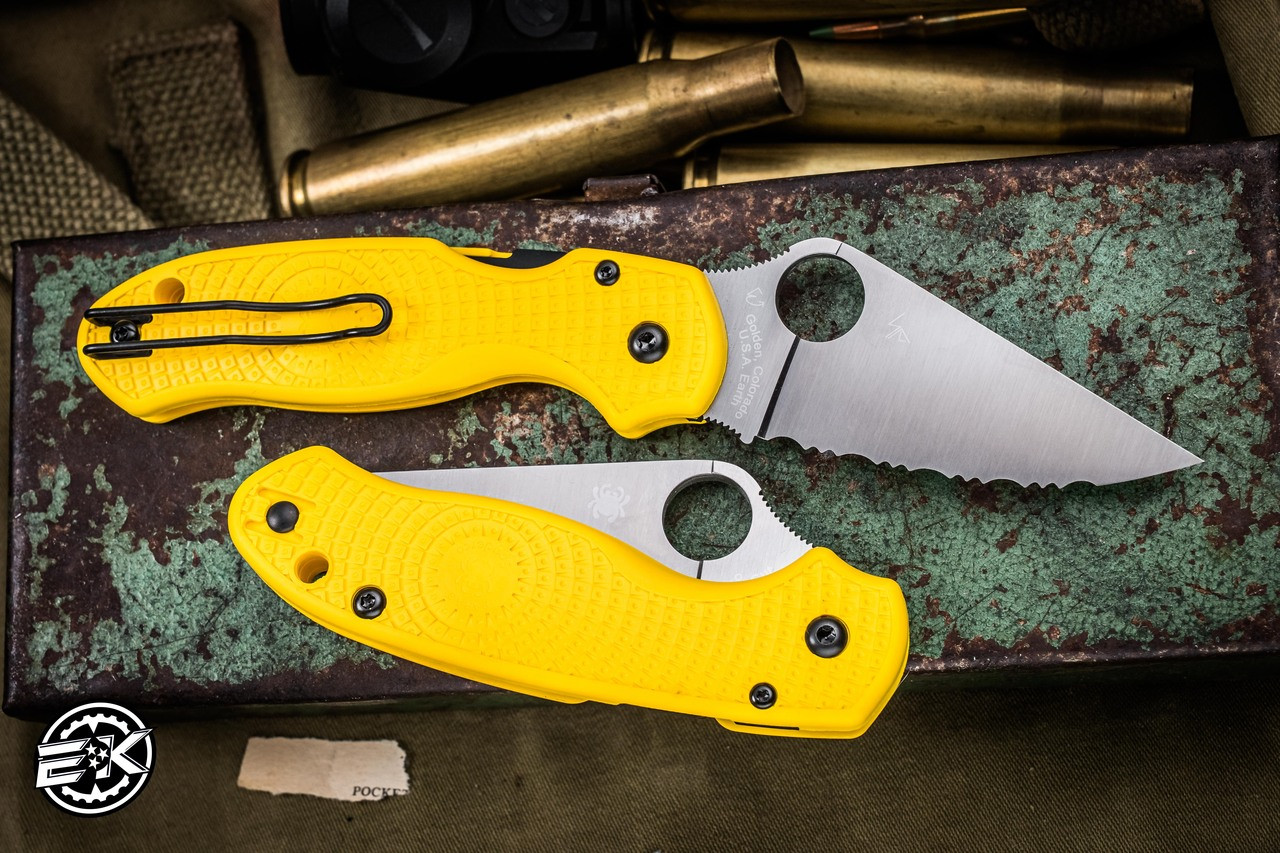 Spyderco Para 3 Lightweight Folding Knife Salt Yellow FRN 3" MagnaCut ...