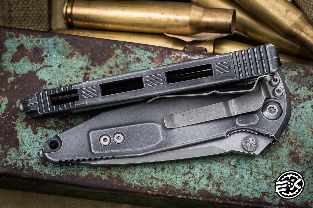 Microtech Socom Elite Manual Folding Knife Weathered Metal 4" M390 Tanto Apocalyptic Stonewash ...
