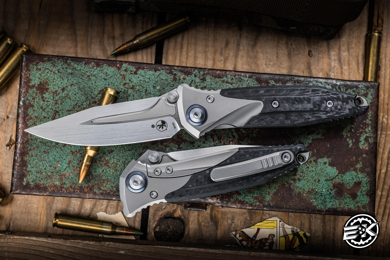 Microtech Socom Bravo Mini Folding Knife Carbon Fiber 3.4" M390 Spear ...