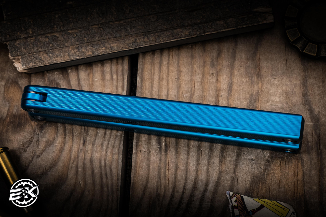 Squid Industries Squiddy-AL Butterfly Balisong Teal Aluminum 4.3 ...