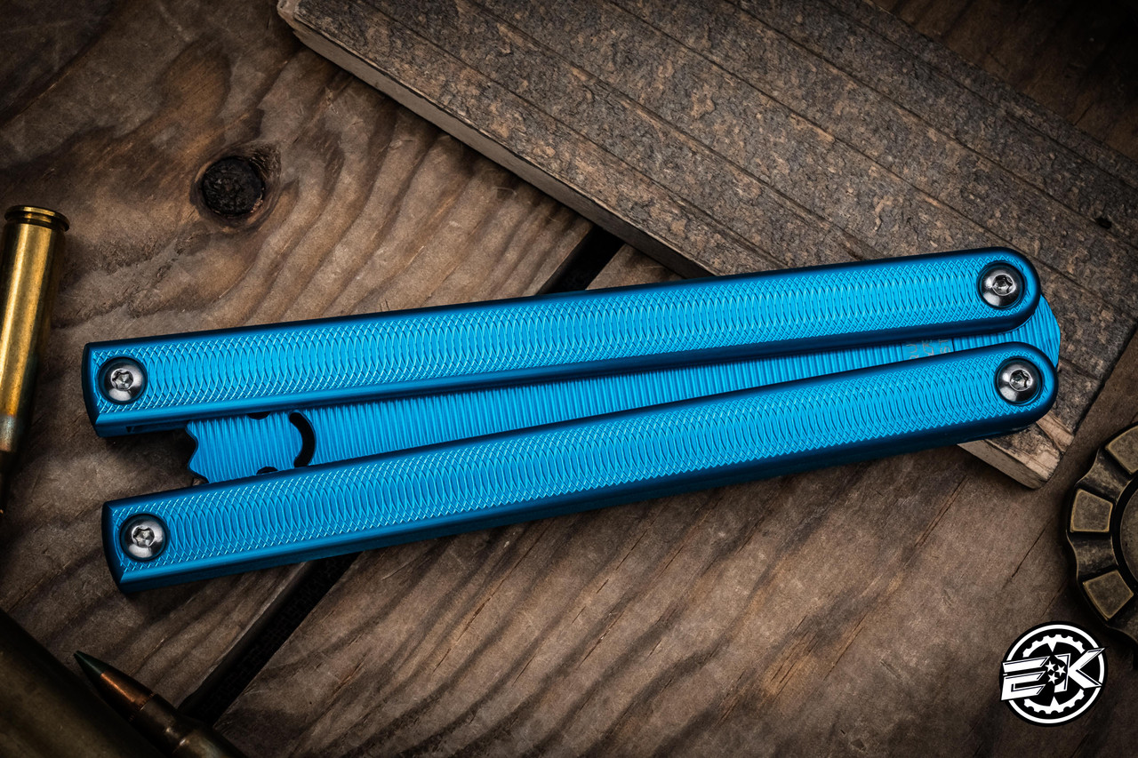 Squid Industries Squiddy-AL Butterfly Balisong Teal Aluminum 4.3 ...