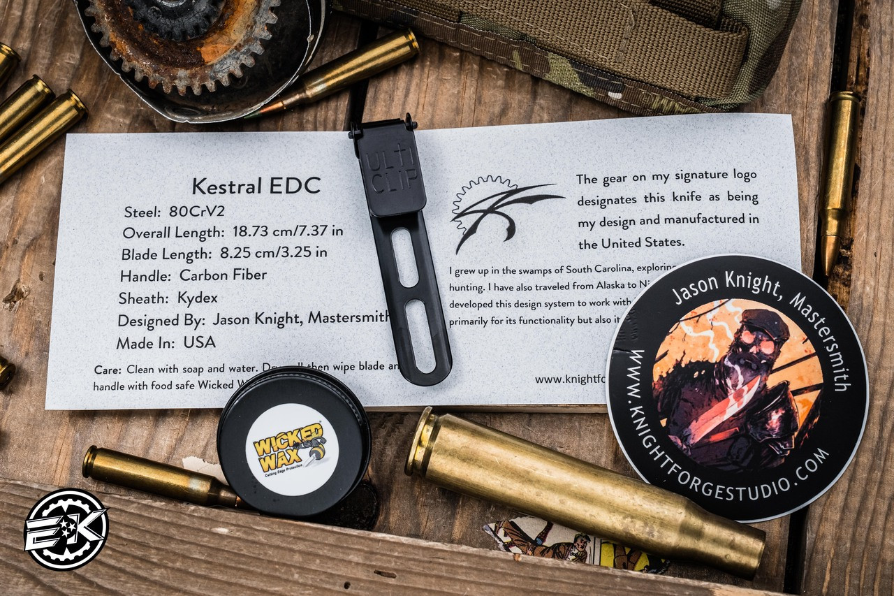 Preowned-Jason Knight Forge Studio Kestral EDC Carbon Fiber Fixed Blade ...