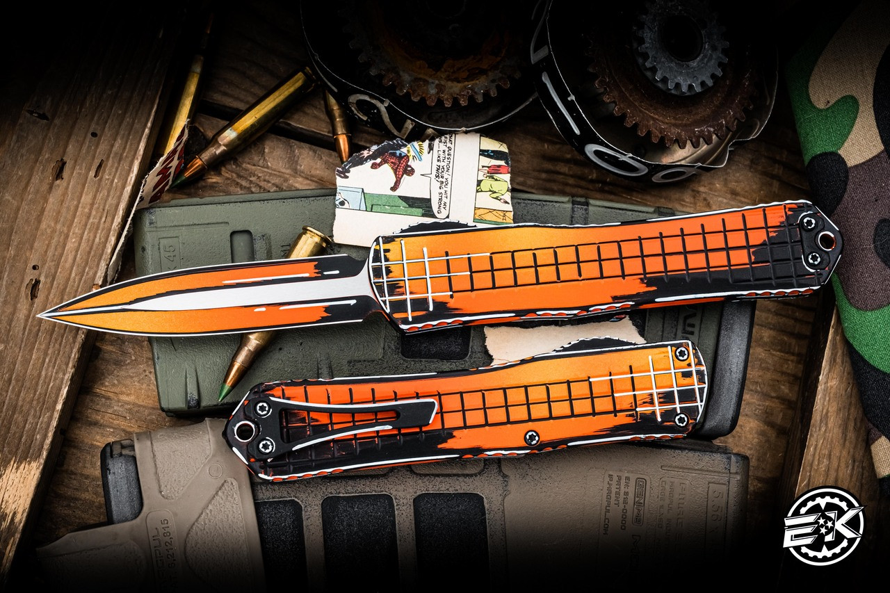 Heretic Knives Manticore X Frag OTF Automatic Knife Cell-Shaded Orange ...