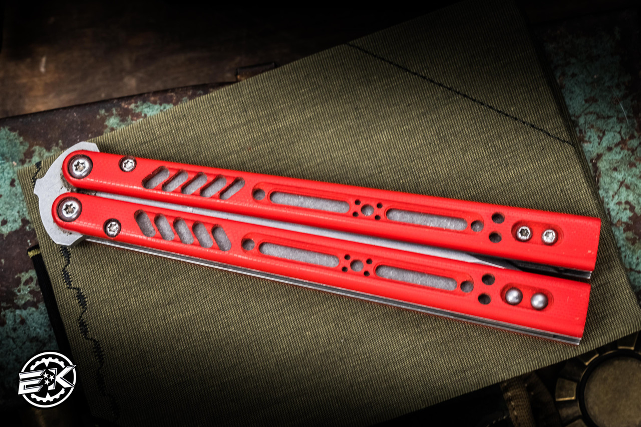 Preowned-BRS Replicant ALT Red G10 Balisong Butterfly 4.5" 154CM Stonewash