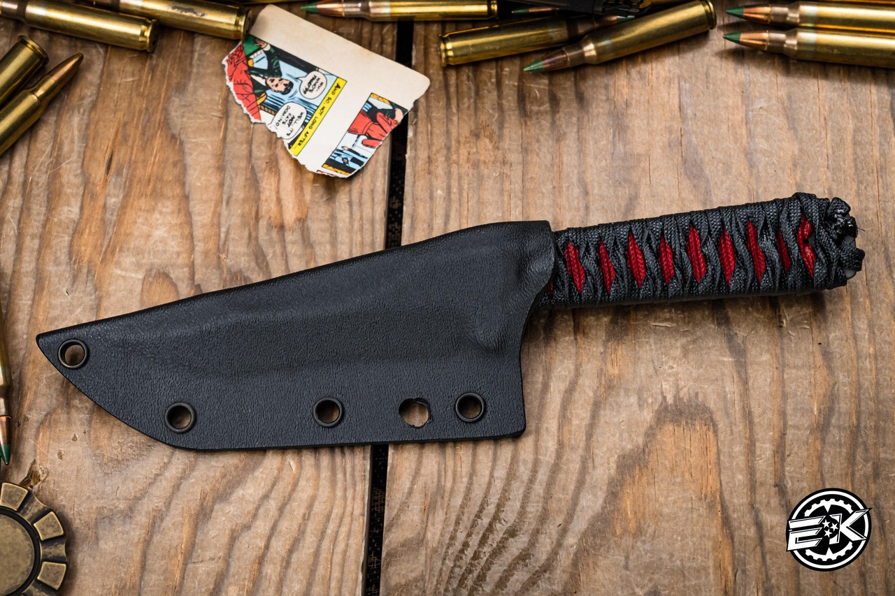 Preowned- Mick Strider Knives Fixed Blade Red/Black 4" S30V Tiger Stripe