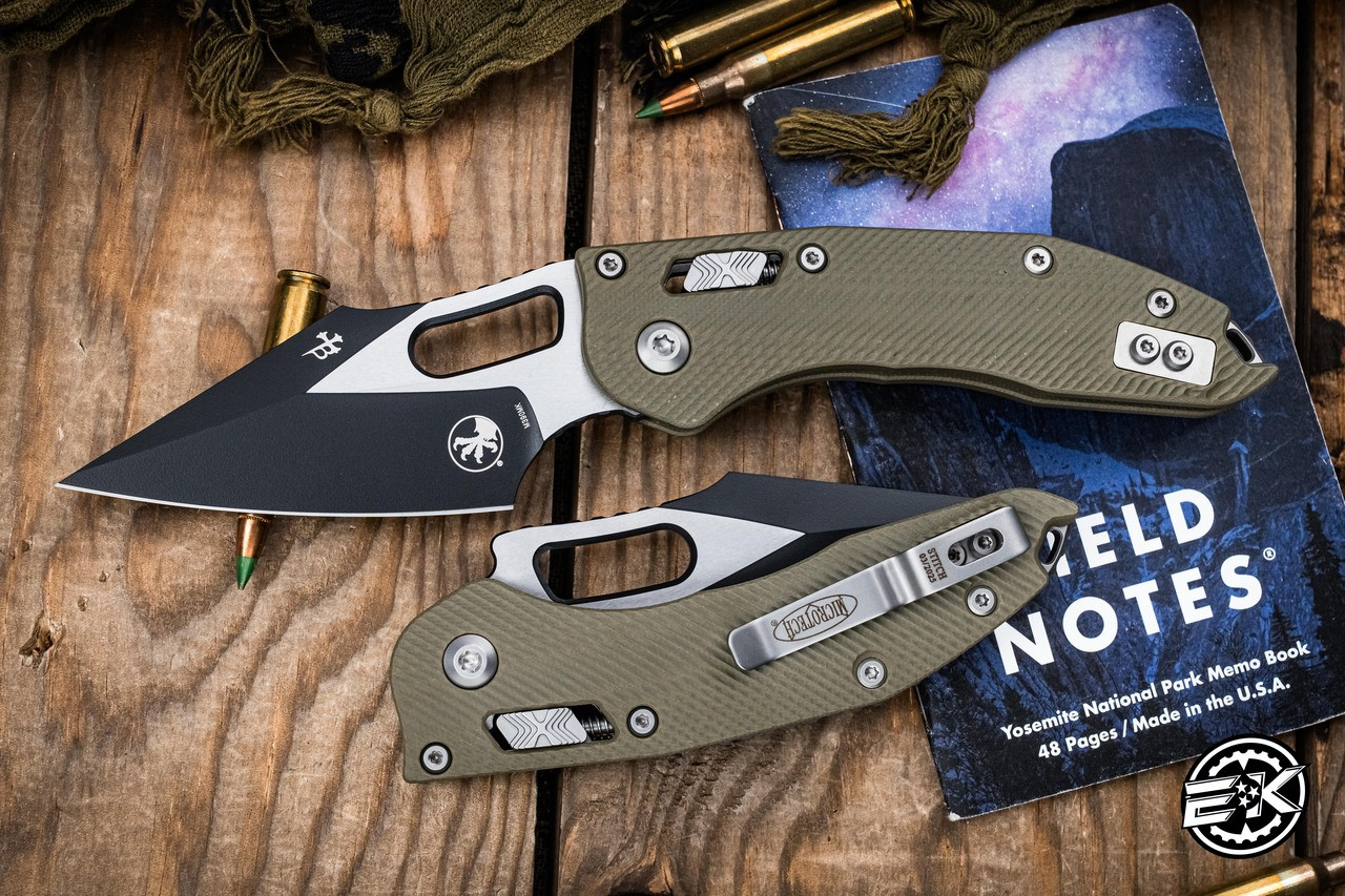 Microtech Stitch Ram-LOK Manual Folding Knife Fluted OD Green G10 3.75 ...