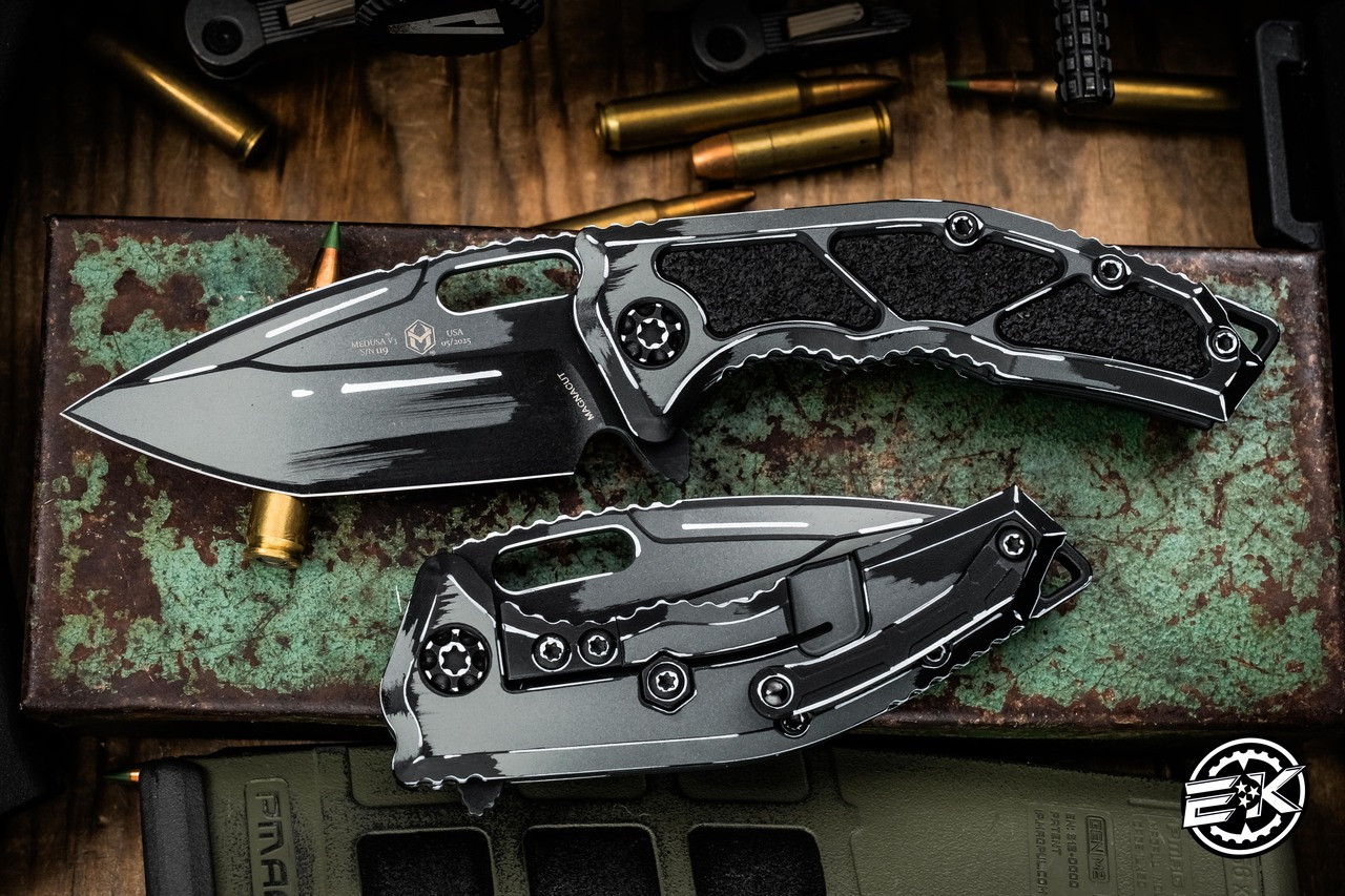 51725 Heretic Knives Medusa Manual Folding Knife Cell Shaded Gray 3