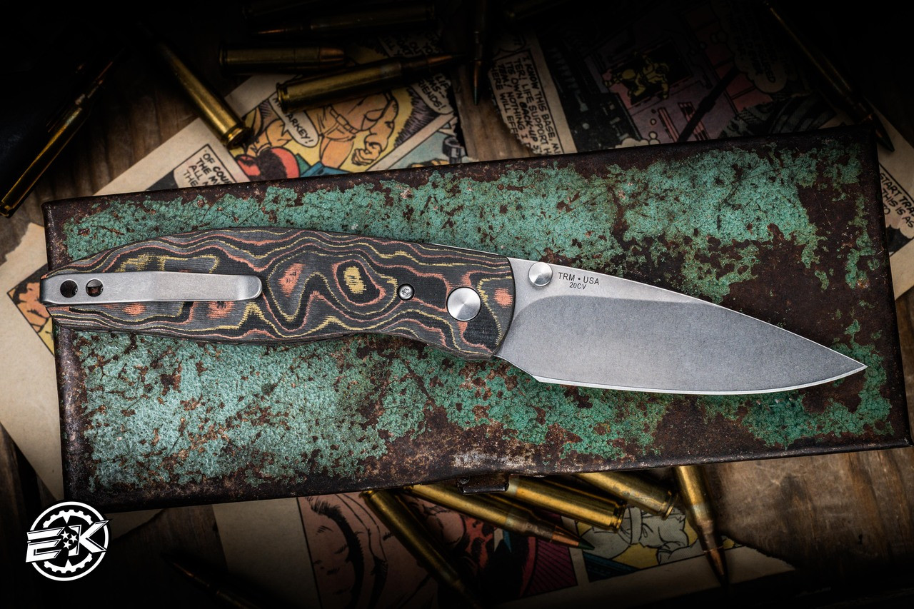 Three Rivers Manufacturing ATOM Folding Knife Mokume CamoCarbon 3.5 ...