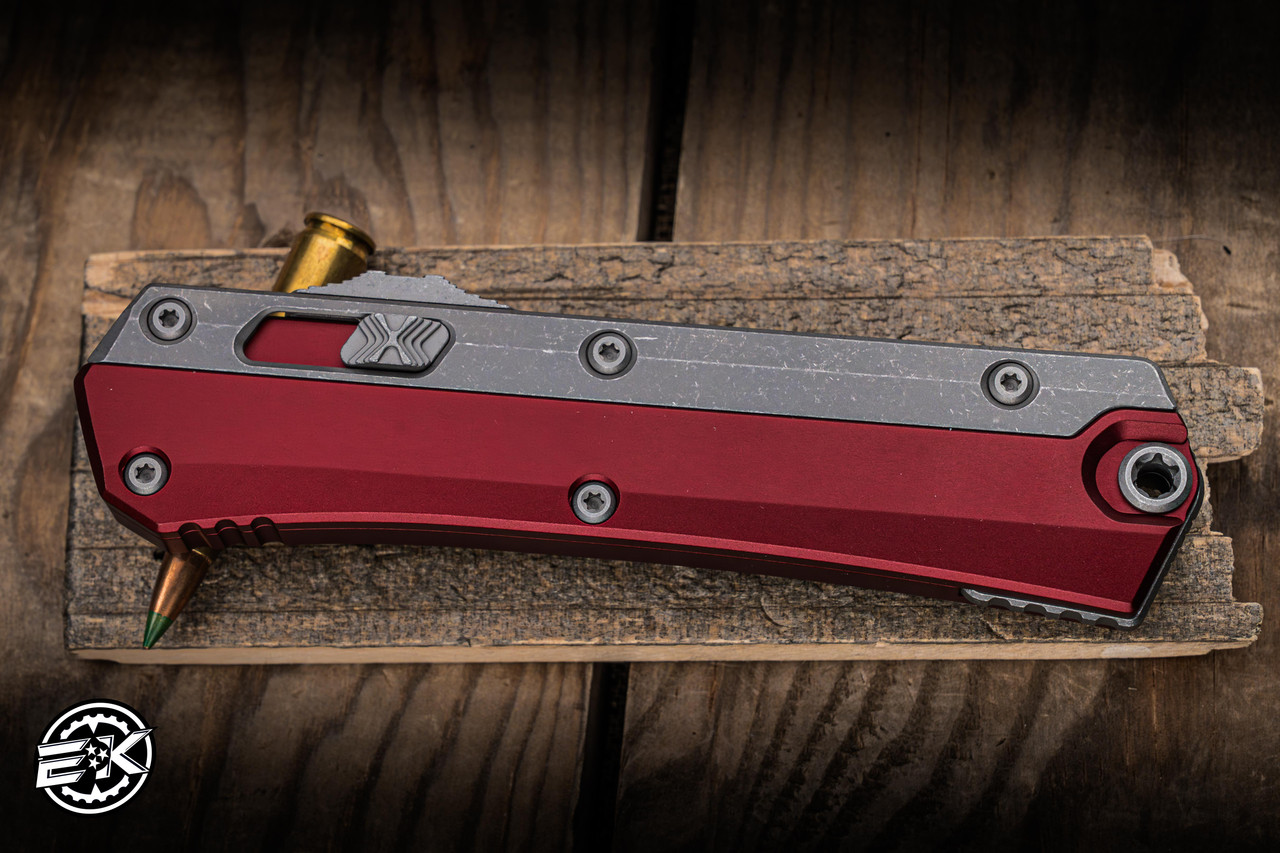 Microtech Glykon OTF Automatic Knife Merlot Red Aluminum/Titanium 3.75 ...