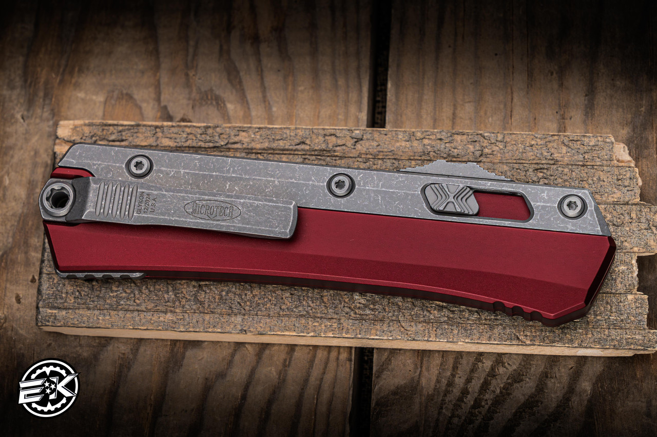 Microtech Glykon OTF Automatic Knife Merlot Red Aluminum/Titanium 3.75 ...