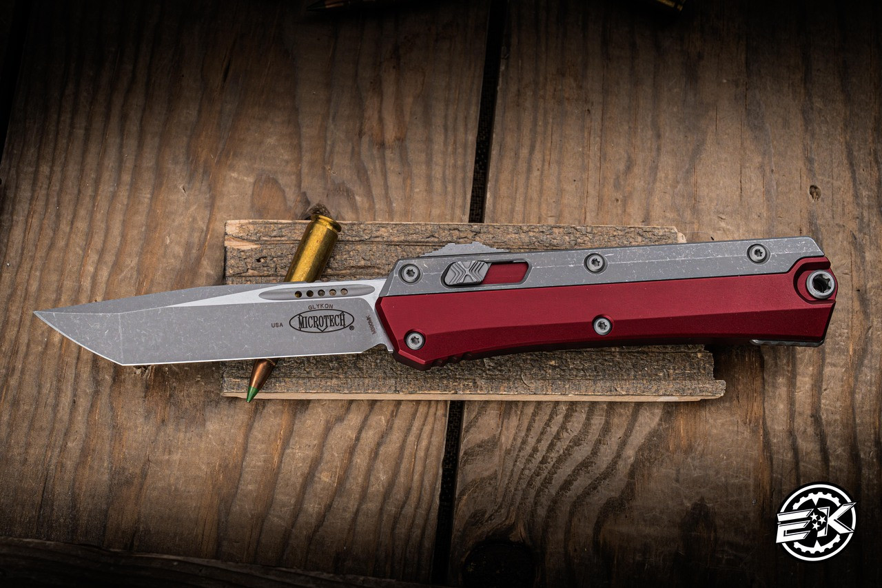 Microtech Glykon OTF Automatic Knife Merlot Red Aluminum/Titanium 3.75 ...