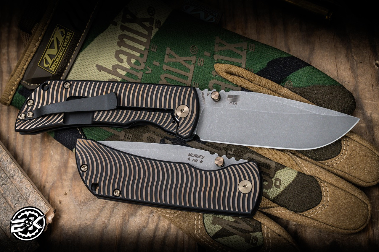 Mcnees Knives MAC2 Bronze Swerve Titanium 3.5" MagnaCut Drop Point