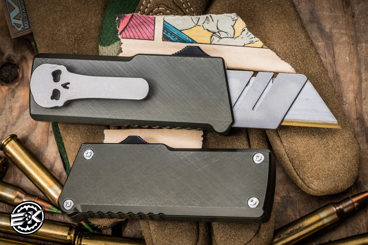 Chaves Handy Utility Blade-CHUB OTF Automatic Knife OD Green Crosshatch ...