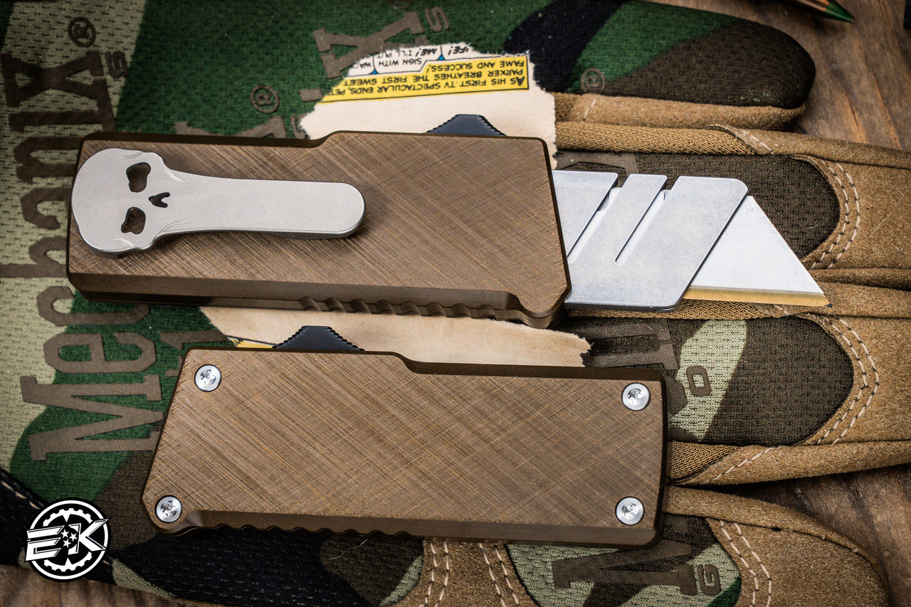Chaves Handy Utility Blade-CHUB OTF Automatic Knife Bronze Crosshatch ...