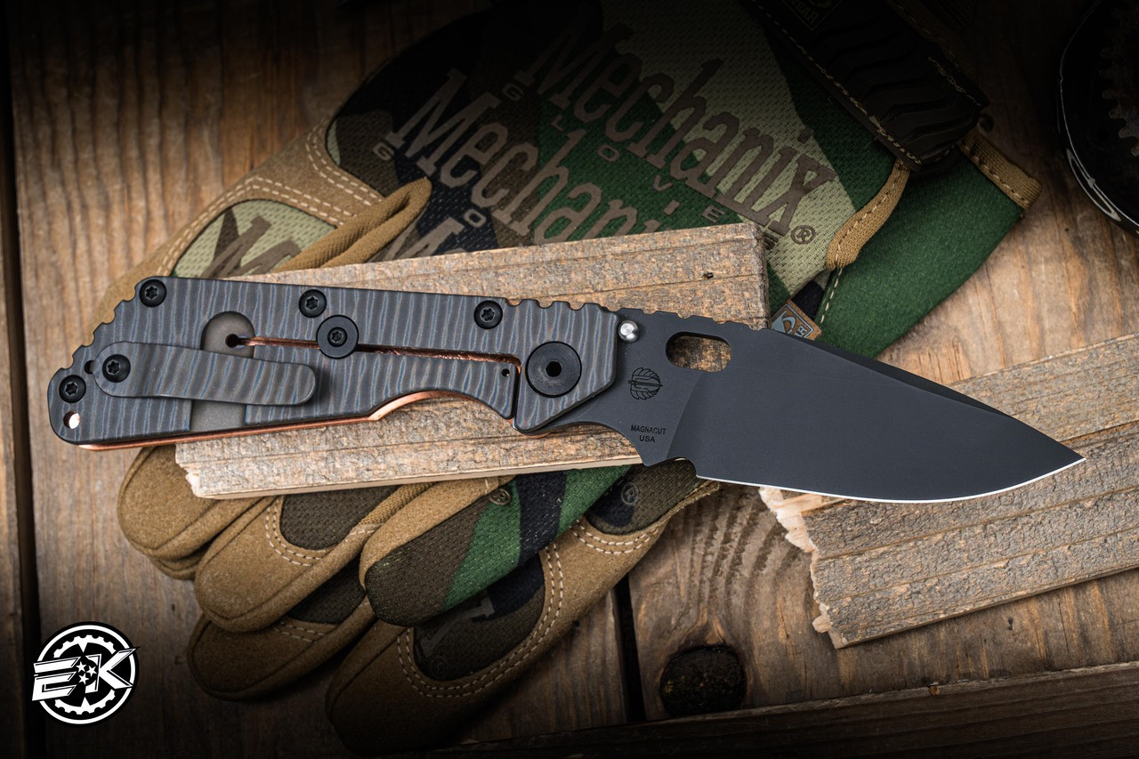 Strider SMF Copper Flamed Striped Framelock 4" MagnaCut DLC