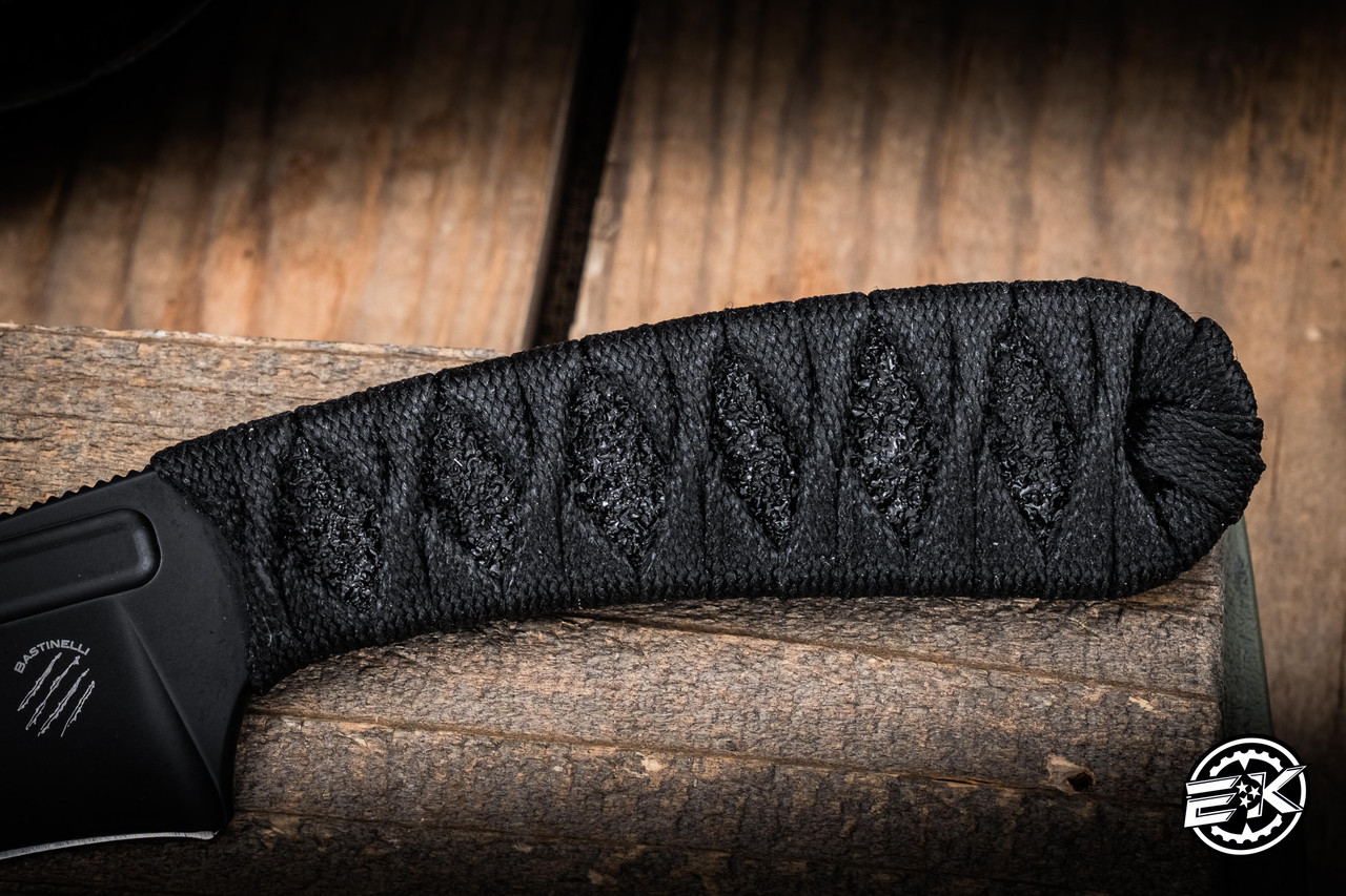 Bastinelli Knives "Sin" Fixed Blade Knife Black Tuska Wrap 3.5" PVD