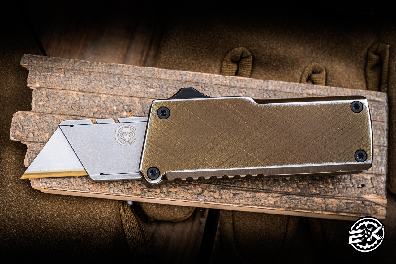 Chaves Handy Utility Blade-CHUB OTF Automatic Bronze Crosshatch Black ...