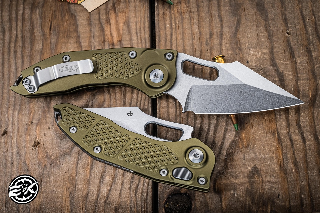 Microtech Stitch Automatic Folding Knife OD Green 3.75" M390 Stonewash ...