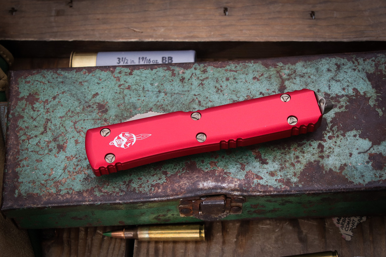 Preowned-Microtech Ultratech Hellhound OTF Automatic Red 3.4" M390 ...