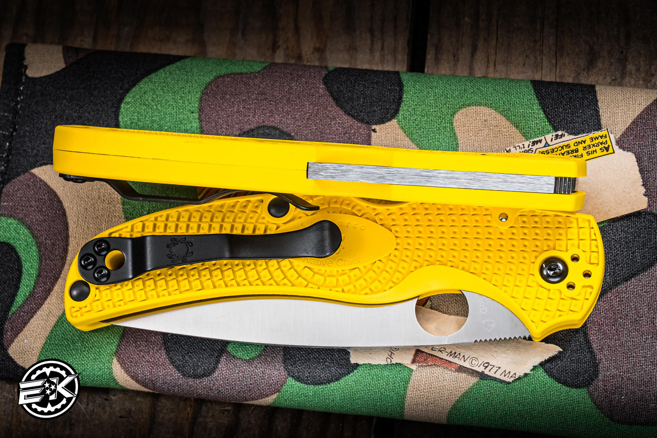 Spyderco Native Chief Lockback Lightweight Folding Knife Yellow FRN 4 ...