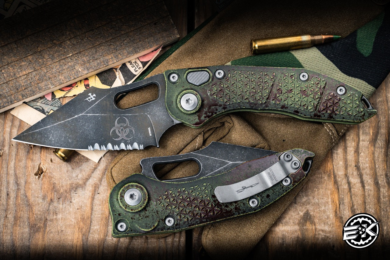 Microtech Stitch Automatic Folding Knife Outbreak 3.75" M390 Serrated ...