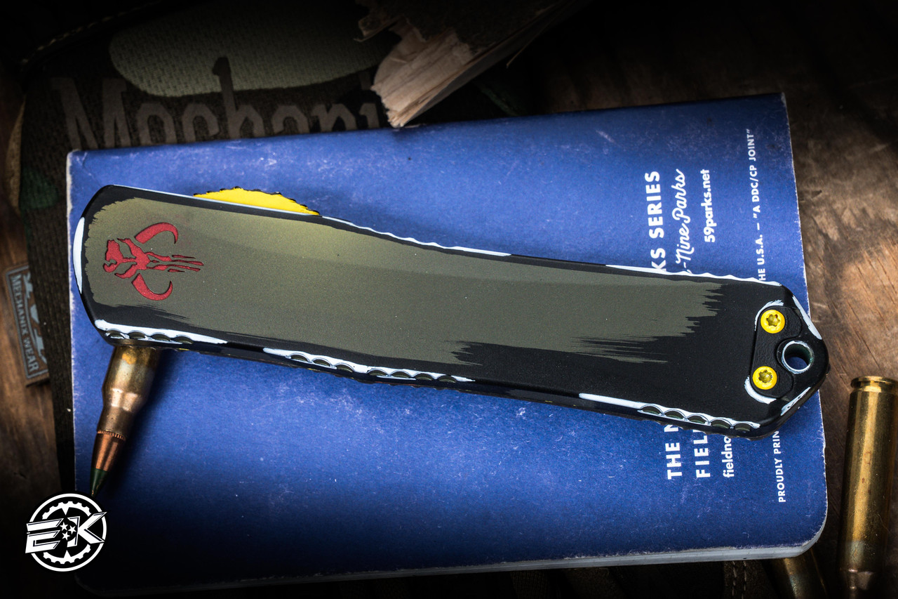 Preowned-Heretic Knives Manticore X OTF Knife Cell Shaded Red Bounty Hunter 3.75" DLC H032-CSR ...