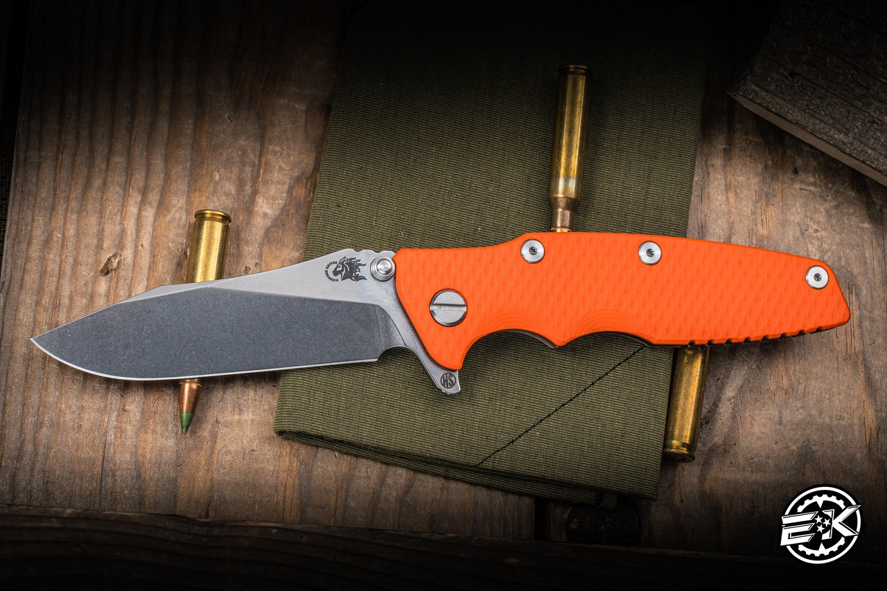 Rick Hinderer Knives Eklipse 3.5" Skinny Slicer Orange G10, Stonewash ...