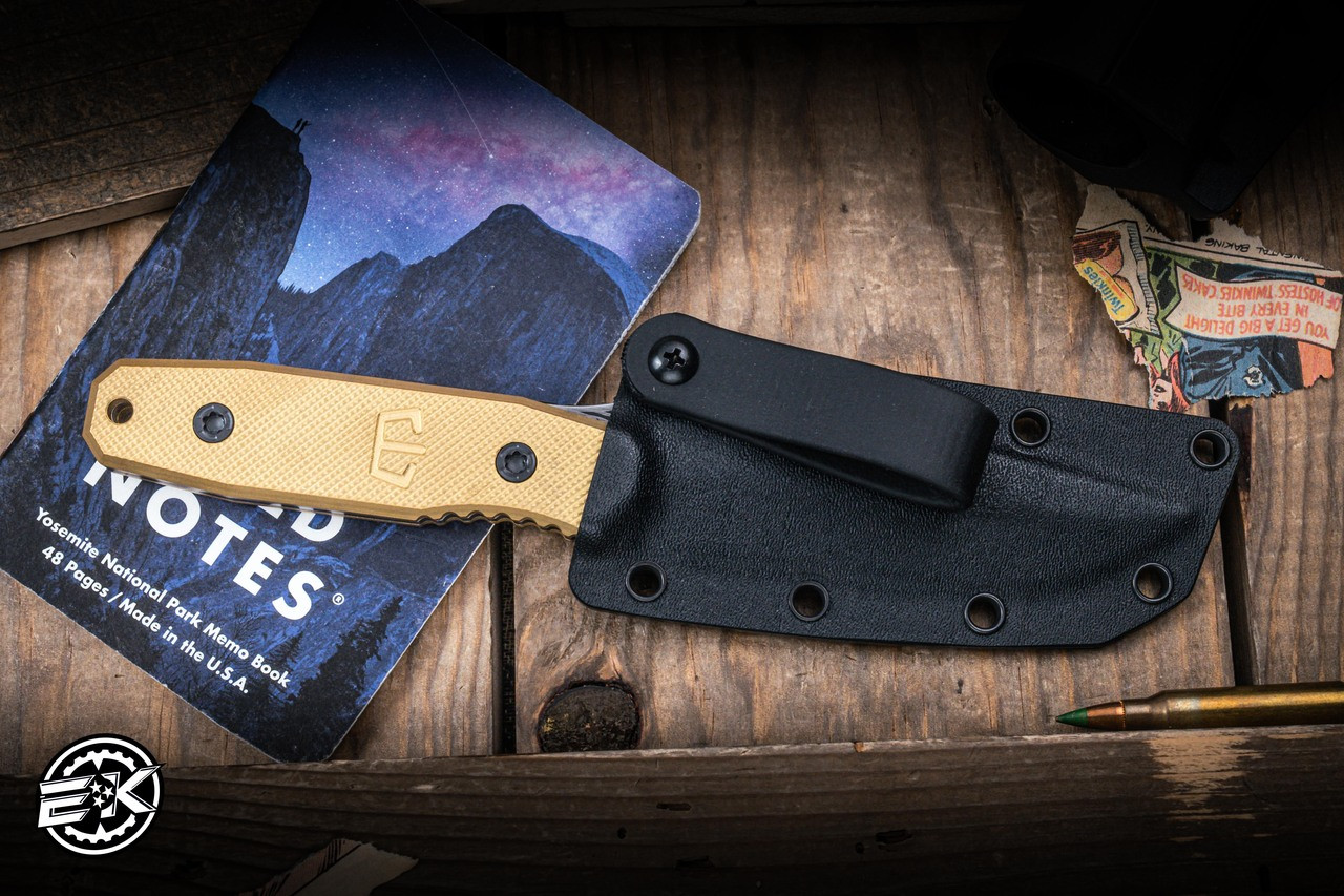 Blackside Customs Plan B Fixed Blade Brass 4" MagnaCut Beskar Finish