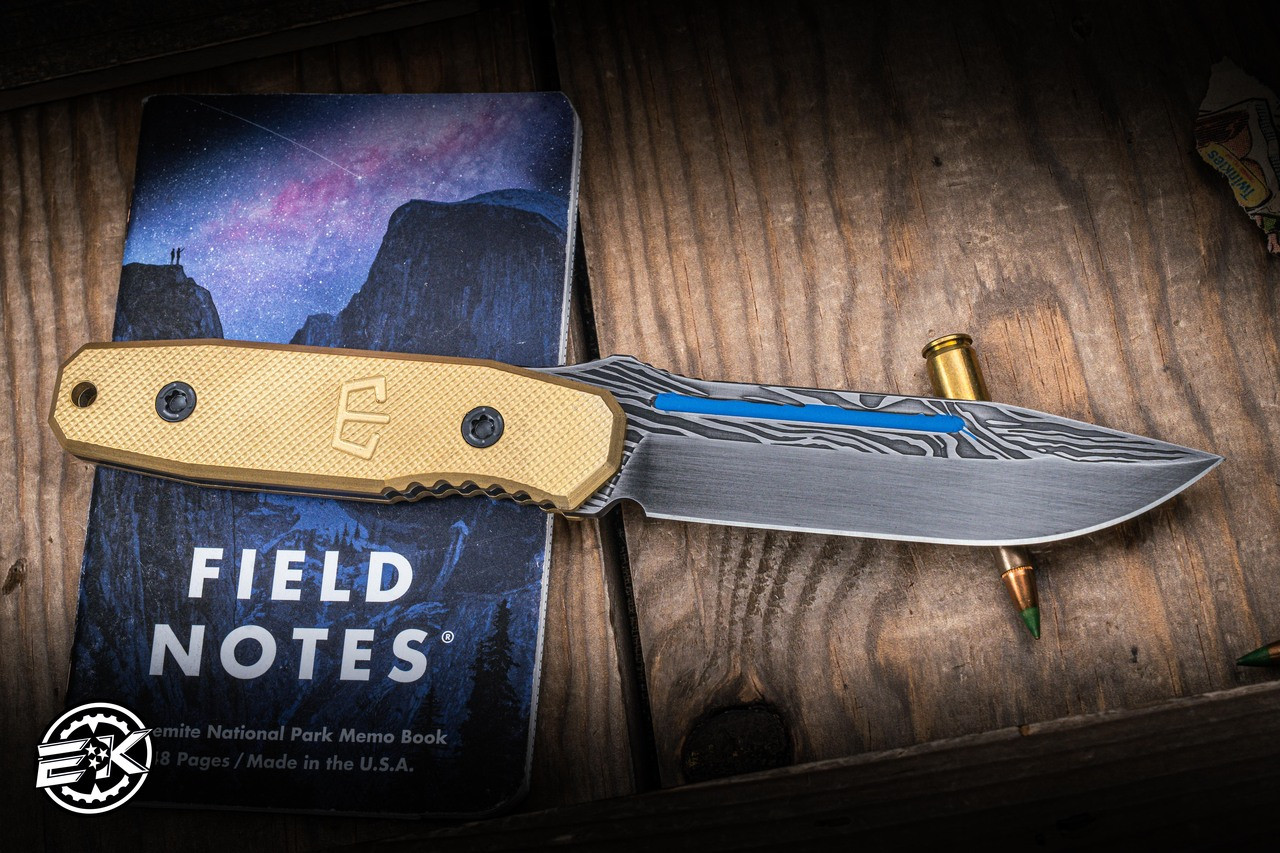 Blackside Customs Plan B Fixed Blade Brass 4" MagnaCut Beskar Finish
