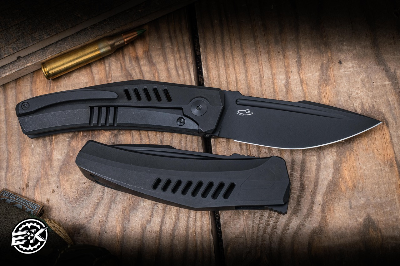 Tashi Bharucha Small Krypton Folding Knife Black Titanium 3" Elmax Black