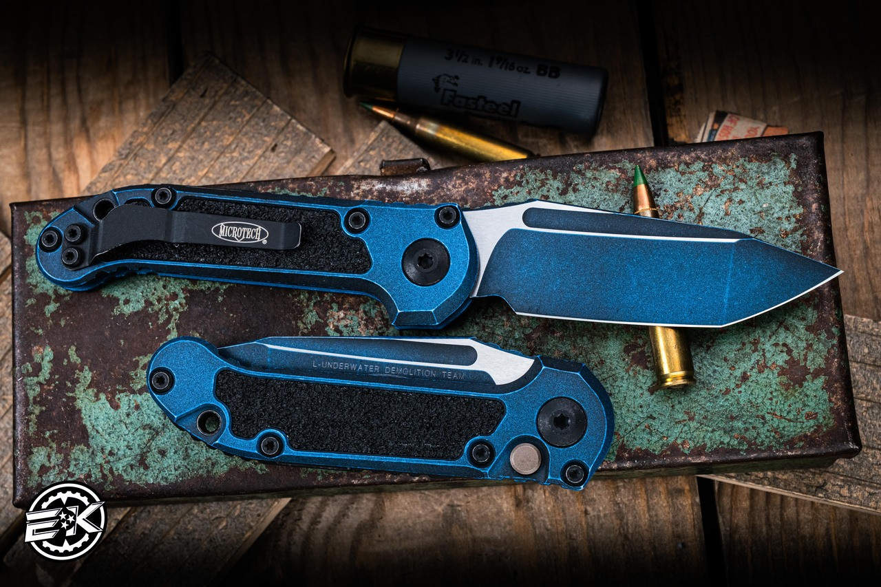 Microtech LUDT Gen III Automatic Folding Knife Weathered Blue Aluminum ...