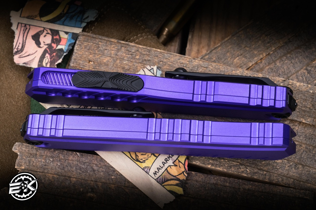 Microtech Cypher II Purple OTF Automatic Knife 3.5" M390 Wharncliffe ...