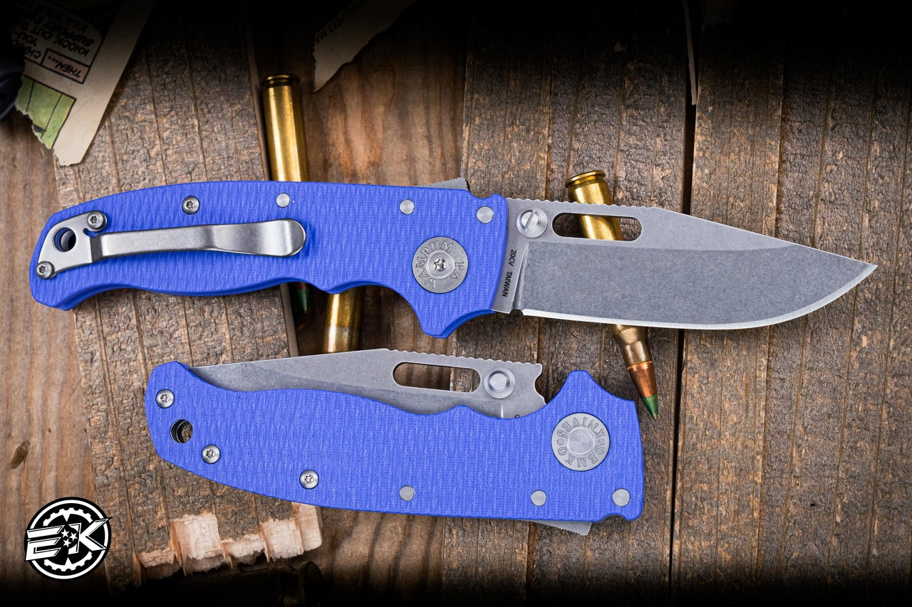 Demko Knives AD20.5 Shark Lock Folding Knife Blue G10 3" 20CV Clip Point