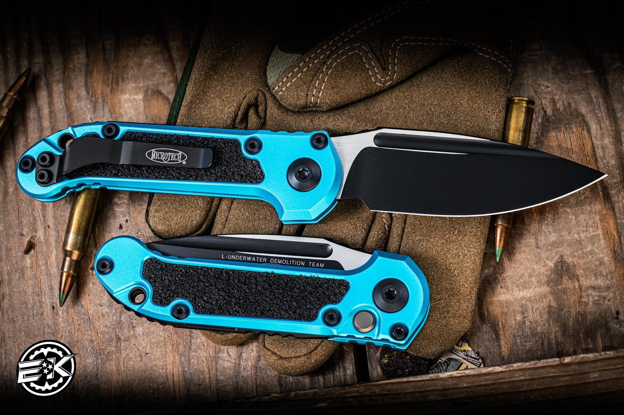 Microtech LUDT Gen III Automatic Folding Knife Turquoise 3.4" M390 Drop ...
