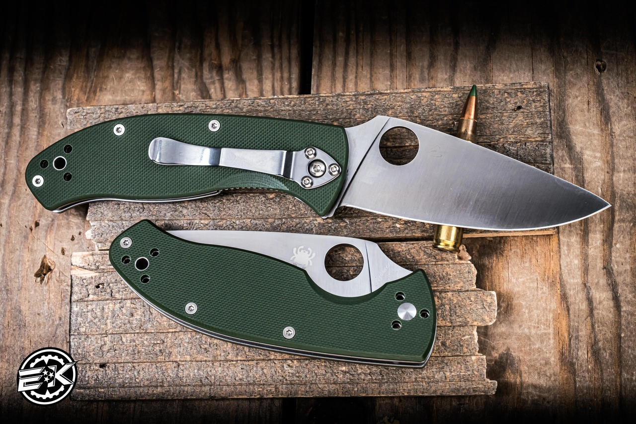 Spyderco Tenacious Folding Knife Green G10 3.4" Drop Point Satin C122GPGR
