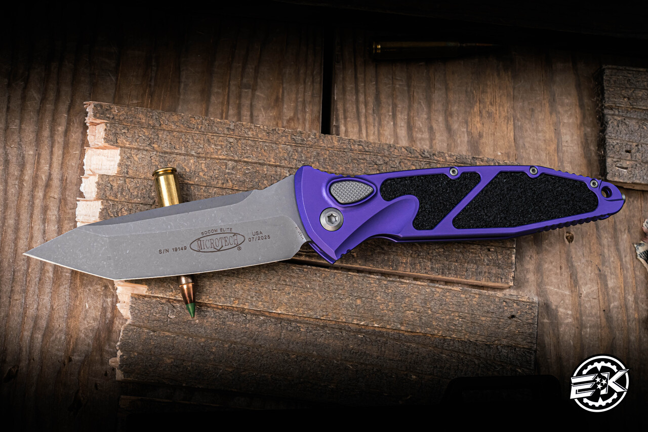 Microtech Socom Elite Auto Folding Knife Purple 4" M390 Tanto ...