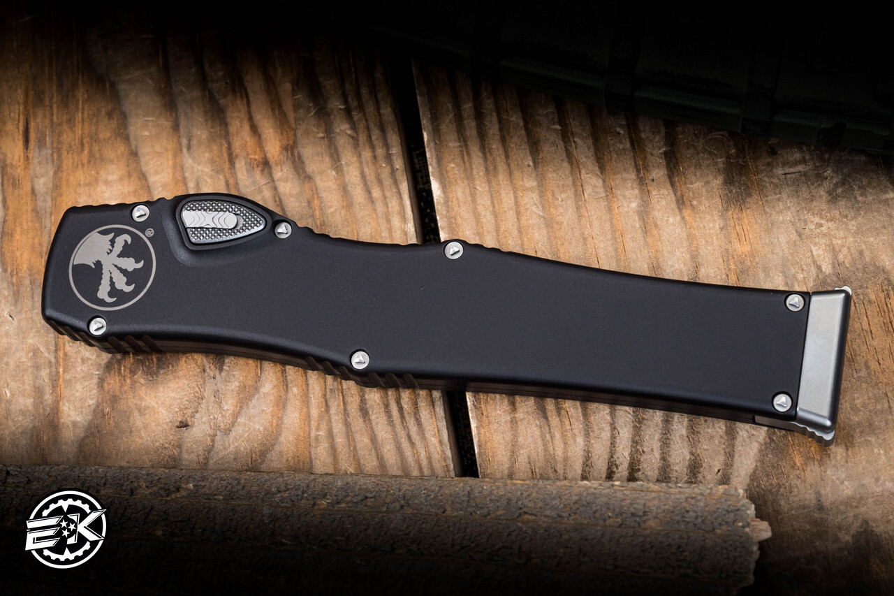 Preowned-Microtech Halo 6 VI Black OTF Automatic Knife 4.5" M390 ...