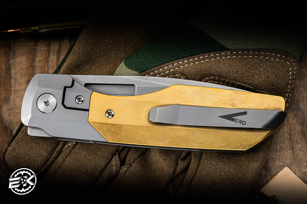 Preowned-Vero Engineering Synapse XL Gen 3 Folding Knife Brass/Titanium ...