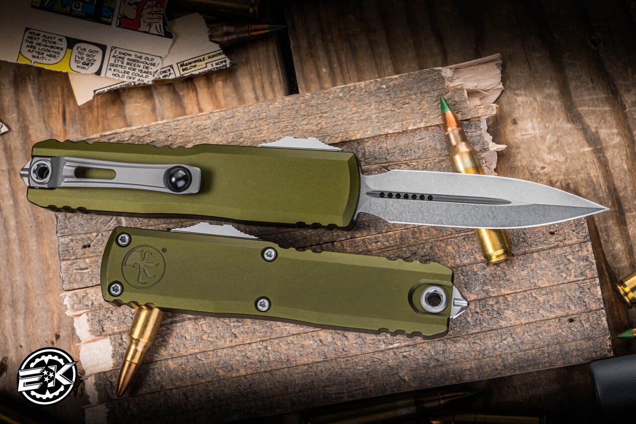 Microtech UTX-85 Gen IV OTF Automatic Knife OD Green 3.1" M390 Dagger ...