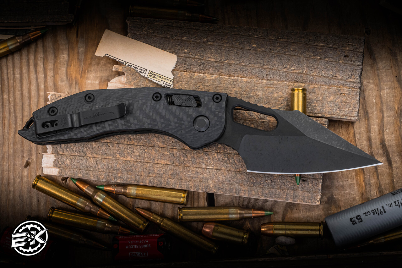 Preowned-Microtech Stitch Ram-Lok Manual Folding Knife Carbon Fiber 3. ...