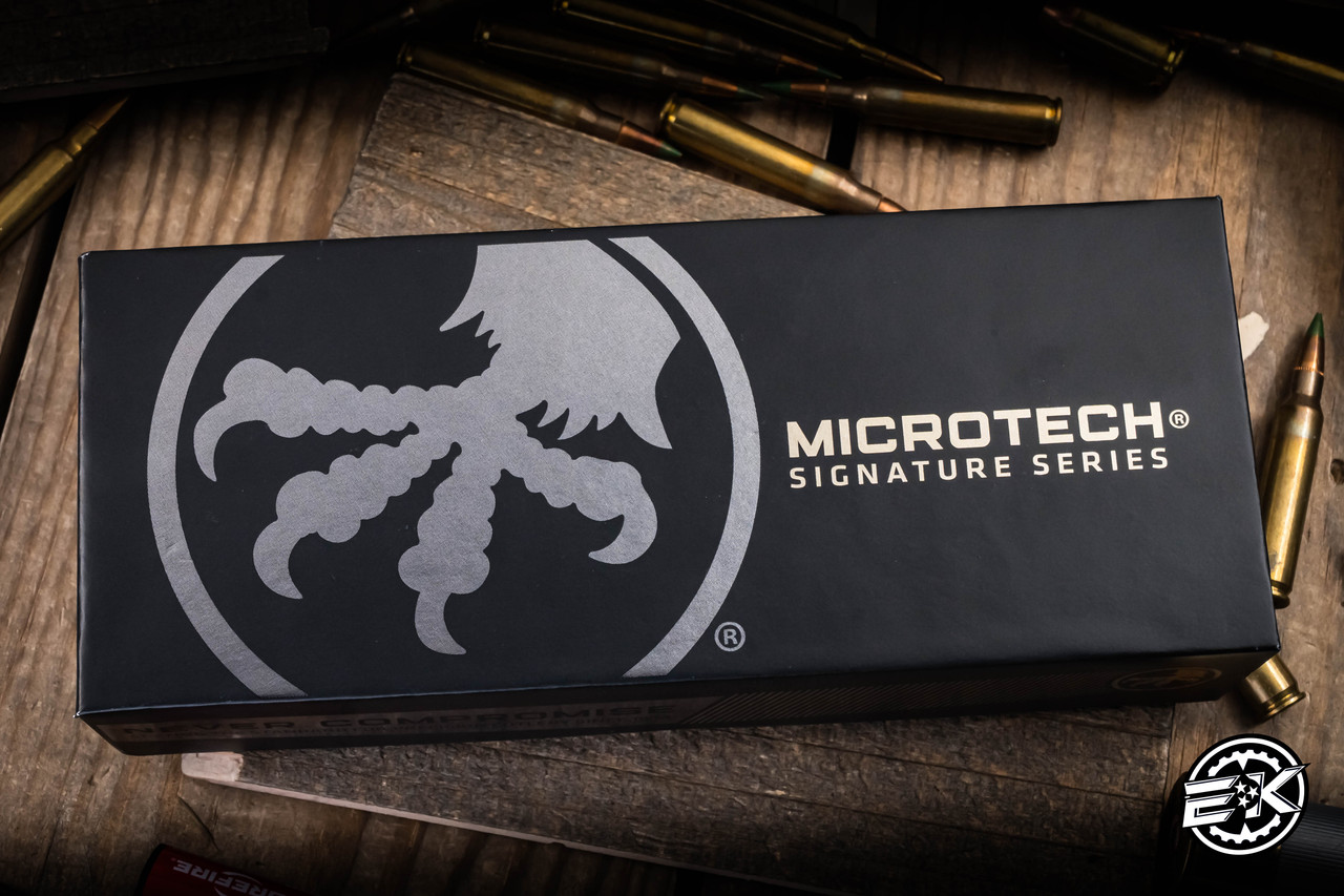 Preowned-Microtech Scarab II OTF Automatic Knife DLC Shadow Deep ...
