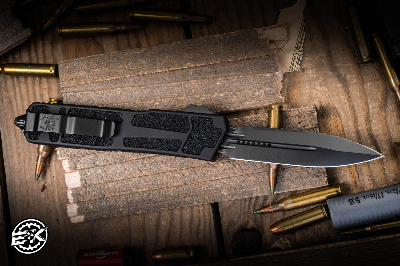 Preowned-Microtech Scarab II OTF Automatic Knife DLC Shadow Deep ...