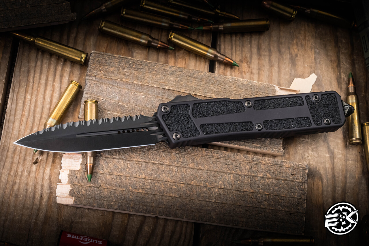 Preowned-Microtech Scarab II OTF Automatic Knife DLC Shadow Deep ...
