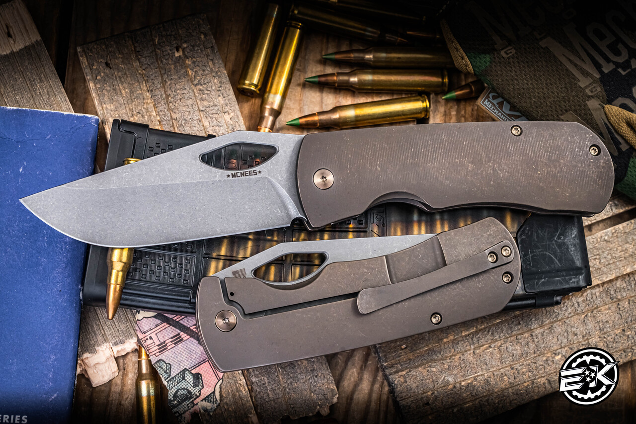 McNees Knives Dixon Folding Knife Atomic Bronze Titanium 3.75" MagnaCut ...