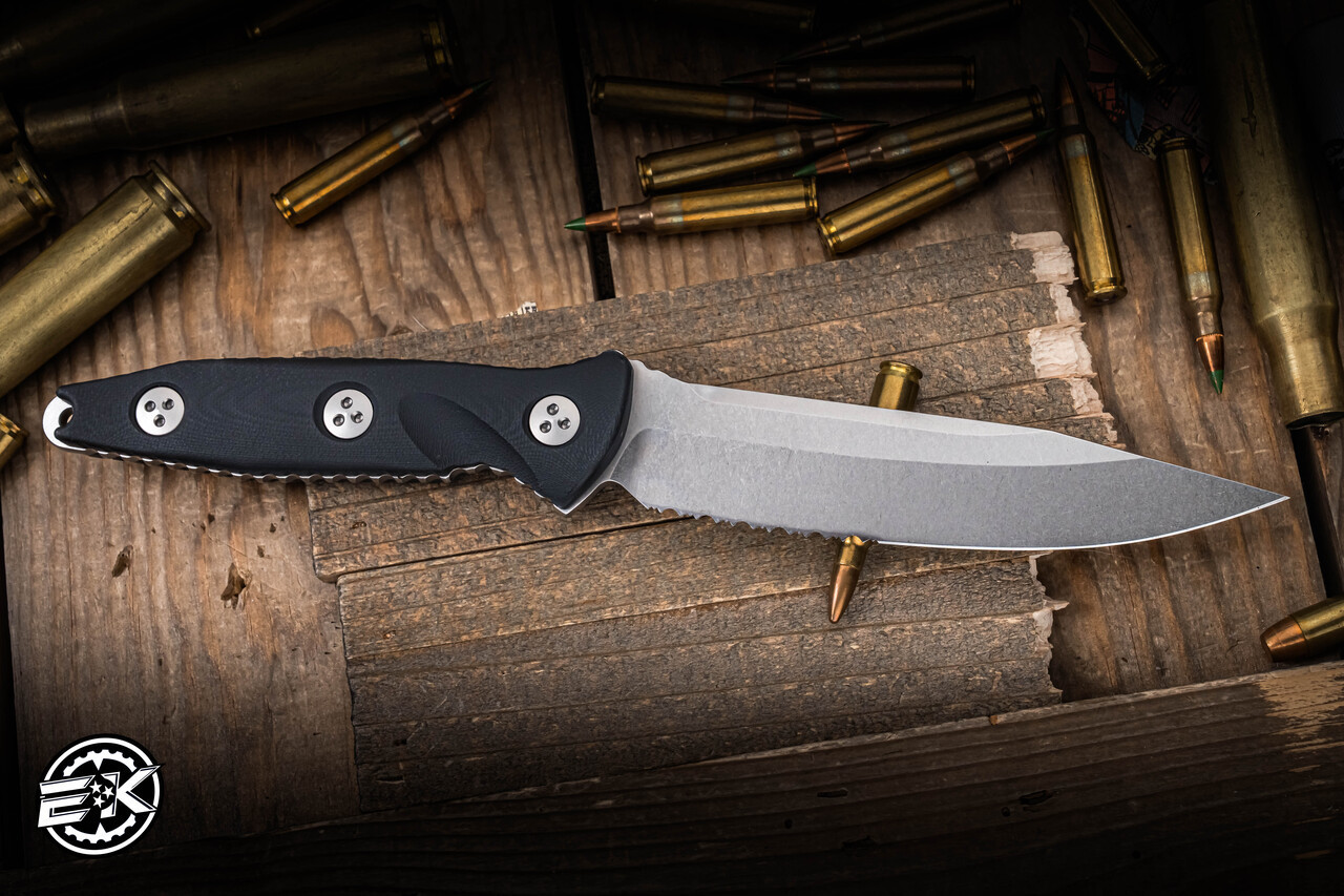 Preowned-Microtech Socom Alpha Fixed Blade Knife Black G10 5" M390 Drop ...