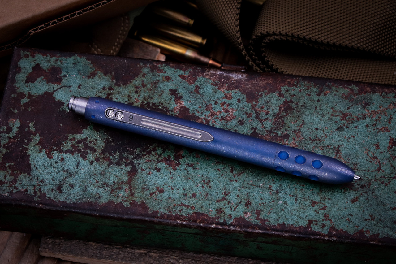 Preowned-Blackside Customs Titanium Pen 5" Blue Blasted Finish