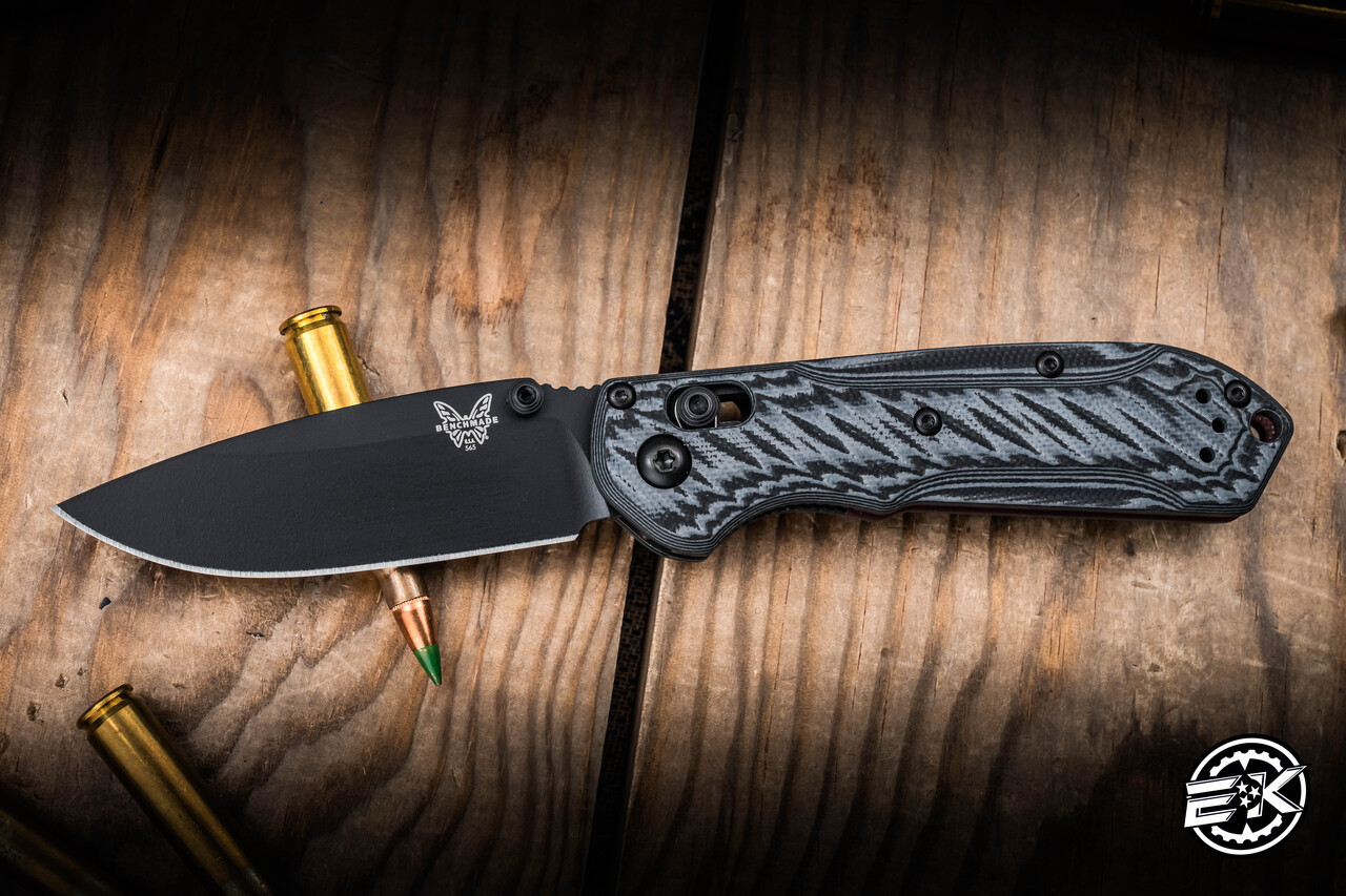 Preowned-Benchmade Mini Freek AXIS Folding Knife Black/Gray G10 3" Drop ...