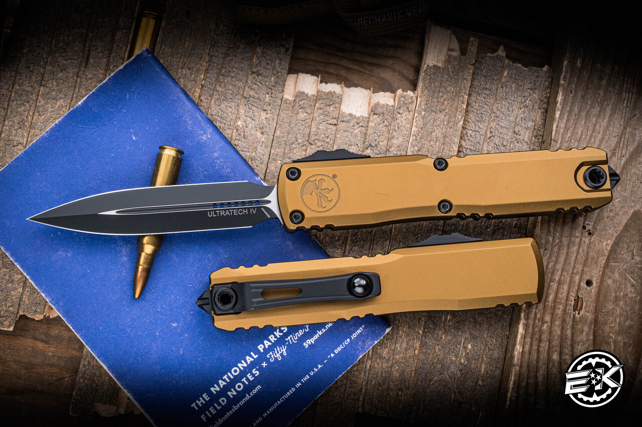 Microtech Ultratech Gen IV OTF Automatic Knife Tan 3.5" M390 Dagger ...